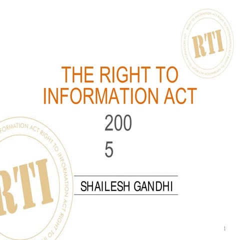 Rti beginners 5 nov '12 by shailesh gandhi | PPT