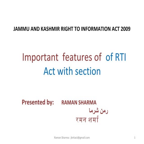 Rti Act PPT | PPT | Email | Internet