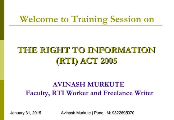 Right to information act, 2005 | PPT