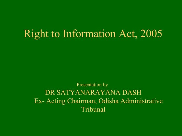 Right to information act, 2005 | PPT