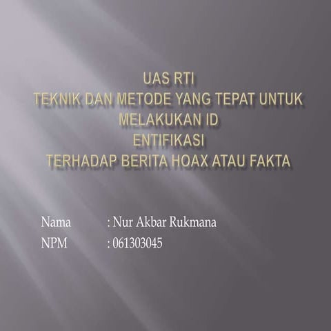 Ppt Penyebaran Berita Hoax Melalui Internet | PPTX