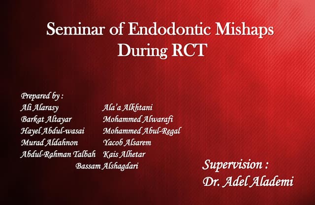 Procedural errors in endodontics | PPTX | Dental Health | Diseases and ...