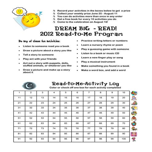 Read to Me Activity Log 2012 | PDF