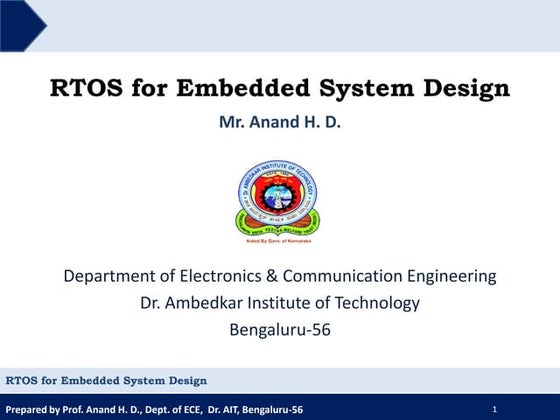 Real Time Operating System Rtos Embedded Systems Ppt