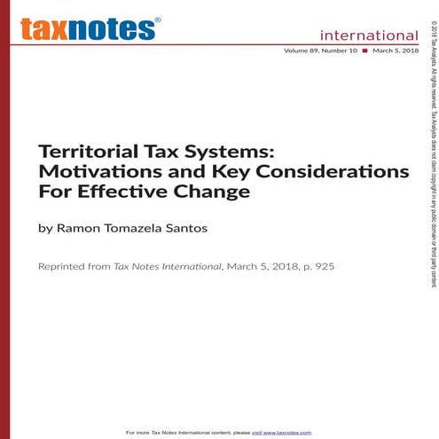 Territorial Tax Systems: Motivations and Key Considerations For ...