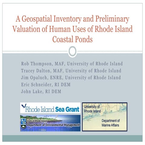 A Geospatial Inventory and Preliminary Valuation of Human Uses of Rhode ...