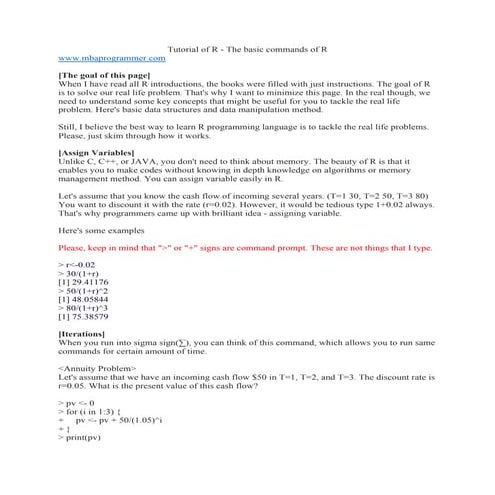 R tutorial (R program 101) | PDF