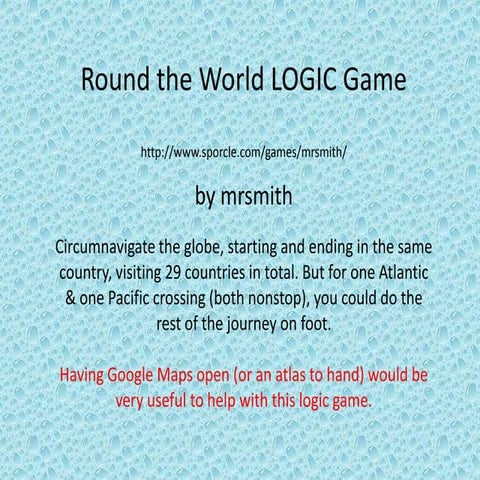 Round the World logic game (Sporcle) | PPT