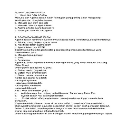 Ruang Lingkup Agama | DOCX