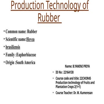 Production Technology of Rubber......... | PPTX