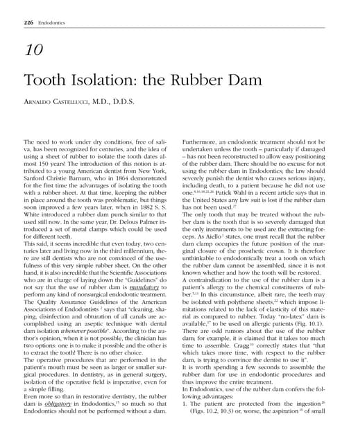 Field Isolation in Dentistry (Rubber Dam) | PDF