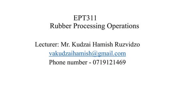 Rubber Processing Technology Ppt 9067