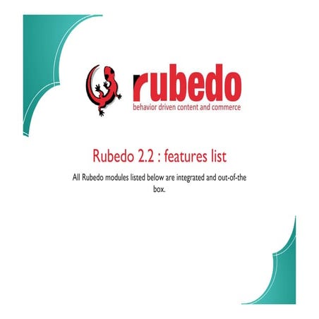 Rubedo 2.2 : features list | PPT