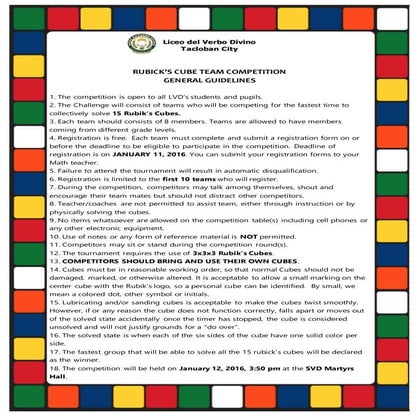 Rubick's cube team competition guidelines | DOCX