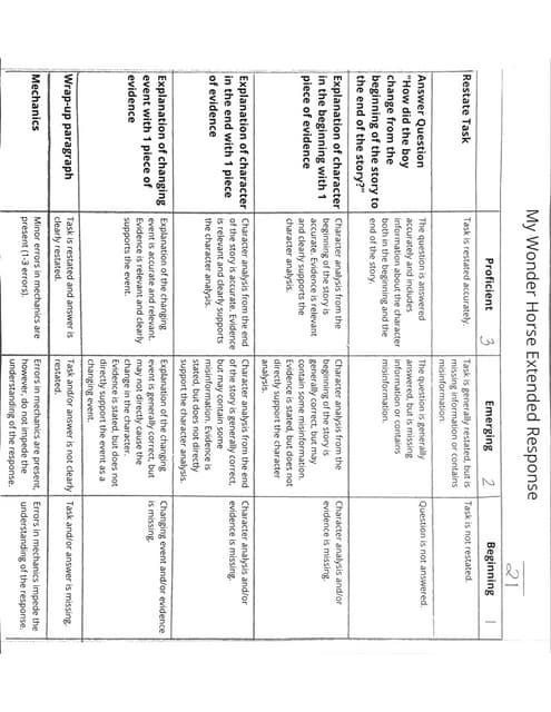 My Wonder Horse Rubric | PPT
