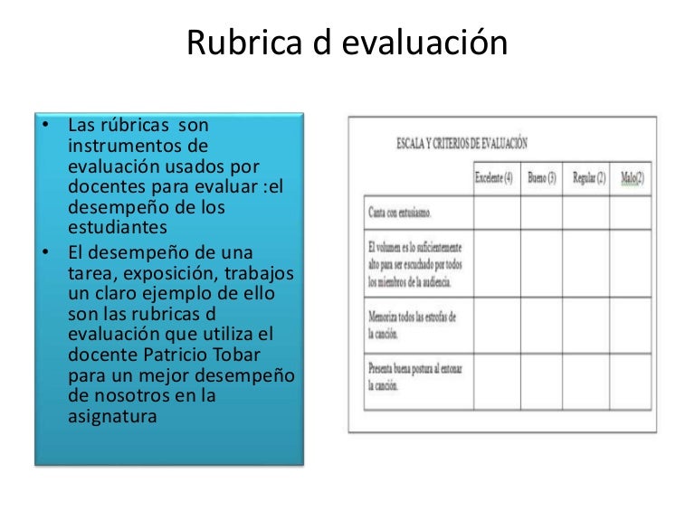 Rubrica de evaluación