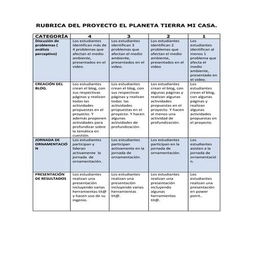 Rubrica proyecto | PDF