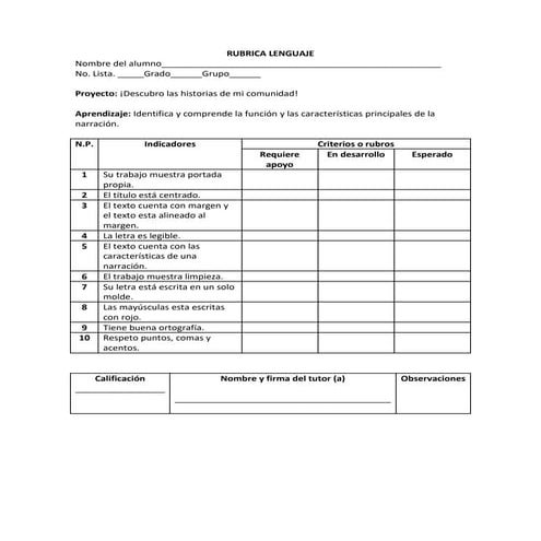 RUBRICA PROYECTO 2 LENGUAJE.docx