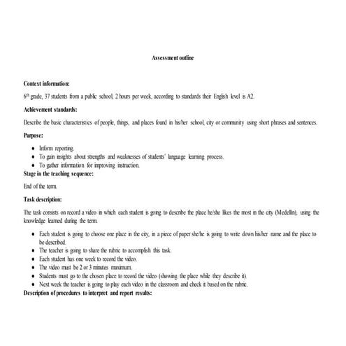 Rubric to assess a video in the classroom | ODT