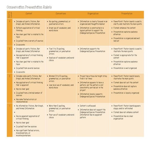 Project based learning template rubric
