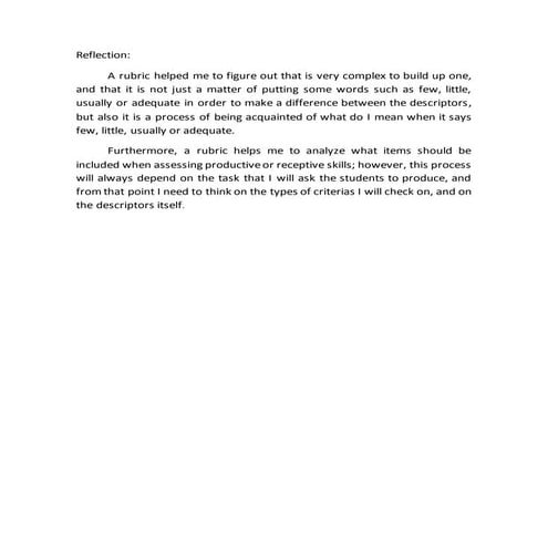 Rubrics reflection | DOCX