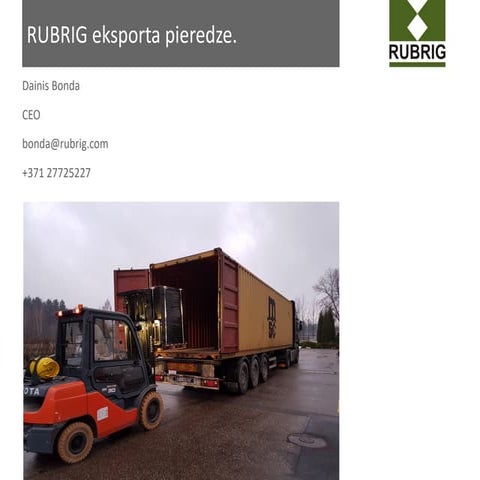 Latvijā ražota produkta ekporta izaicinājumi - RUBRIG pieredze | PPT