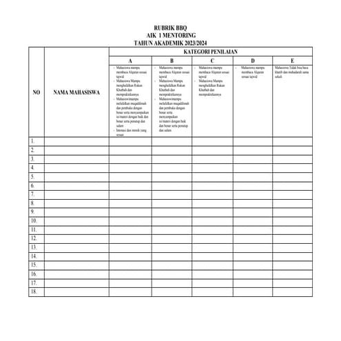 RUBRIK KHATIB DAN MUHADAROH. rubrik ujian aikpdf | PDF