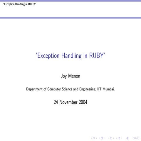 Ruby Exceptions Ppt