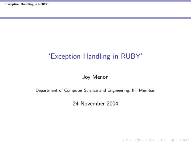 Ruby Exceptions Ppt