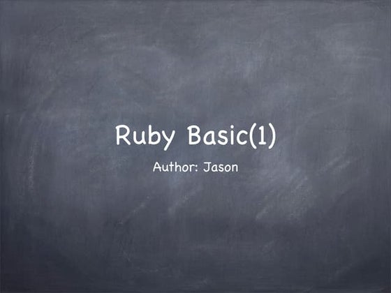 Ruby basic2 | PPT