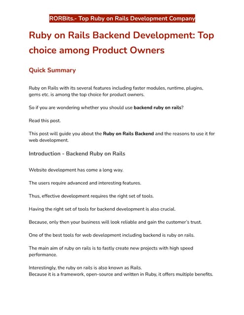 Ruby on Rails Backend Development Top choice among Product Owners.pdf Ruby on Rails Backend Development Top choice among Product Owners.pdf