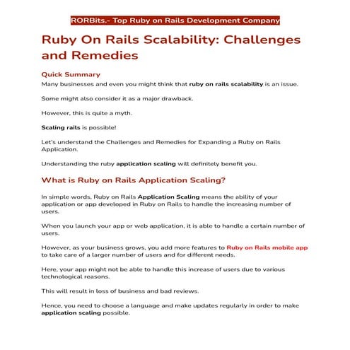 Ruby On Rails Scalability Challenges And Remedies Pdf 