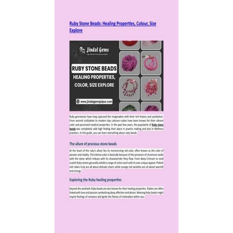 Ruby Stone Beads: Healing Properties, Colour, Size Explore | PPTX | Beadwork | Arts and Crafts