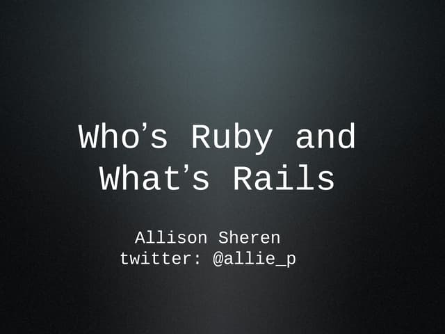 Ruby Versus Rails Ppt