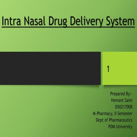 Intranasal route of drug administration | PPTX