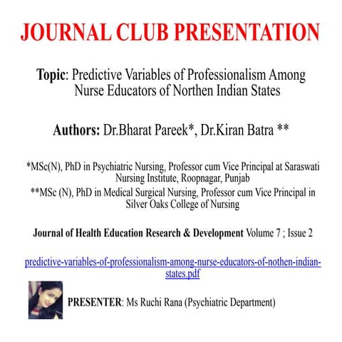 Journal Club Presentation | PPT