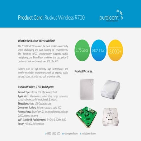 Ruckus Wireless ZoneFlex R700 Product Card | PDF
