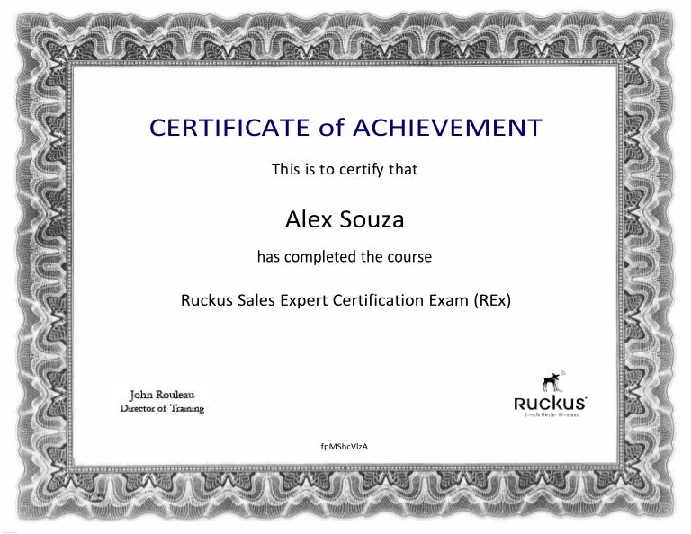 Ruckus sales expert certificate