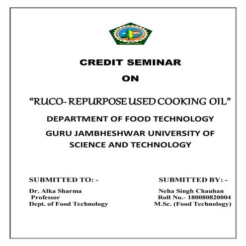 Ruco to biodiesel | DOCX