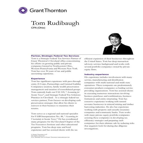 Rudibaugh Tom Bio (Use) | DOC | Business Banking & Finance | Business