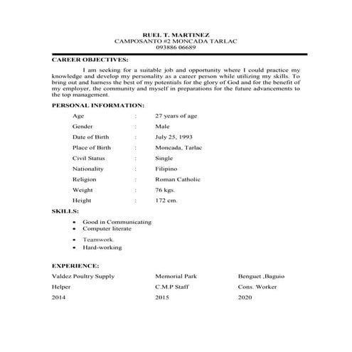 Resume Format | DOCX