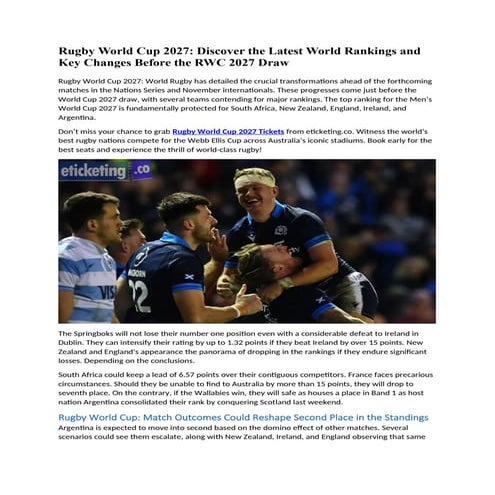 Rugby World Cup 2027 Discover the Latest World Rankings and Key Changes ...