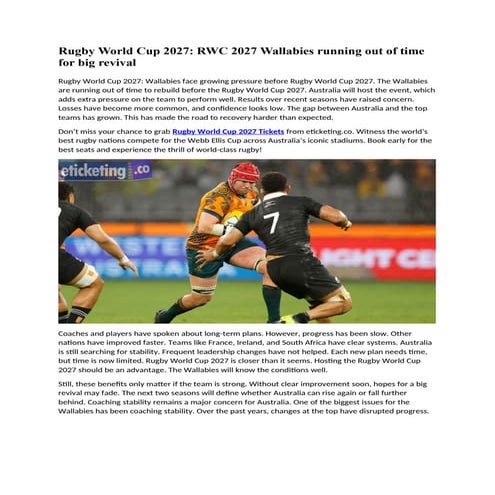 Rugby World Cup 2027 RWC 2027 Wallabies running out of time for big ...