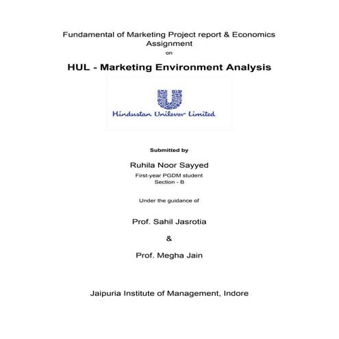 Hindustan Unilever Limited (HUL) - Company Analysis | PPTX