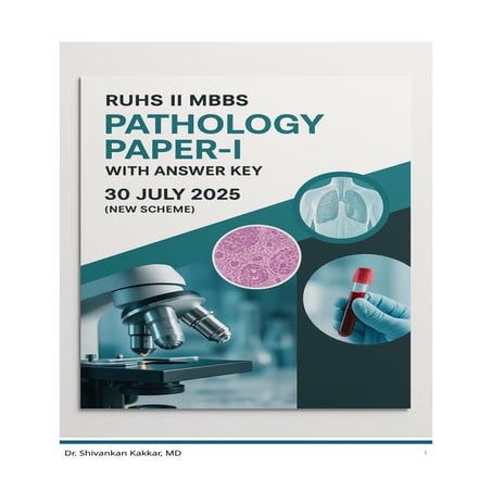 RUHS II MBBS Pathology Paper-I with Answer Key | 30 July 2025 (New ...