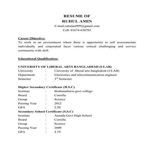 Ruhul cv | DOCX