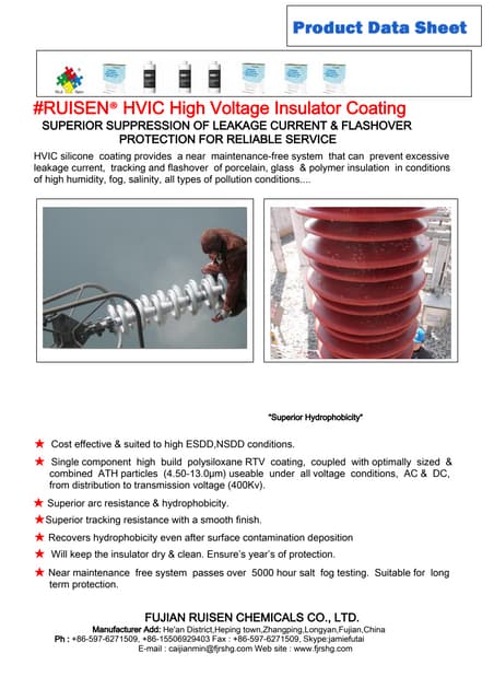 RTV Coating to avoid flashovers on electrical insulators | PPTX