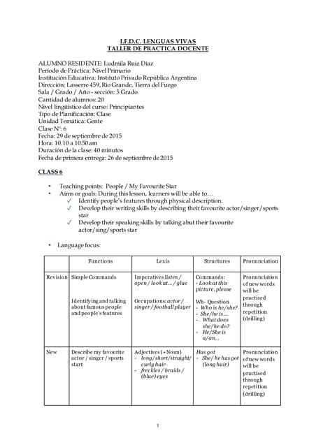 Describing people lesson plan | PPTX | Educational Assessment | Education