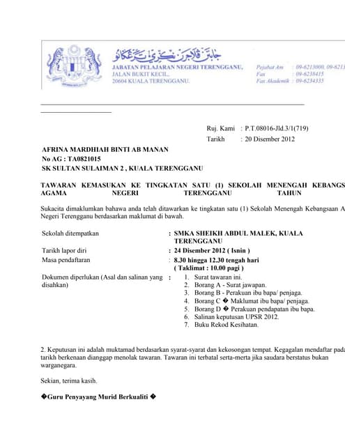 Contoh surat amaran ponteng | PDF