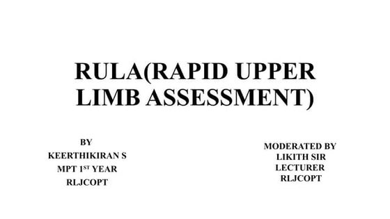RULA - Rapid Upper Limb Assessment | PPT